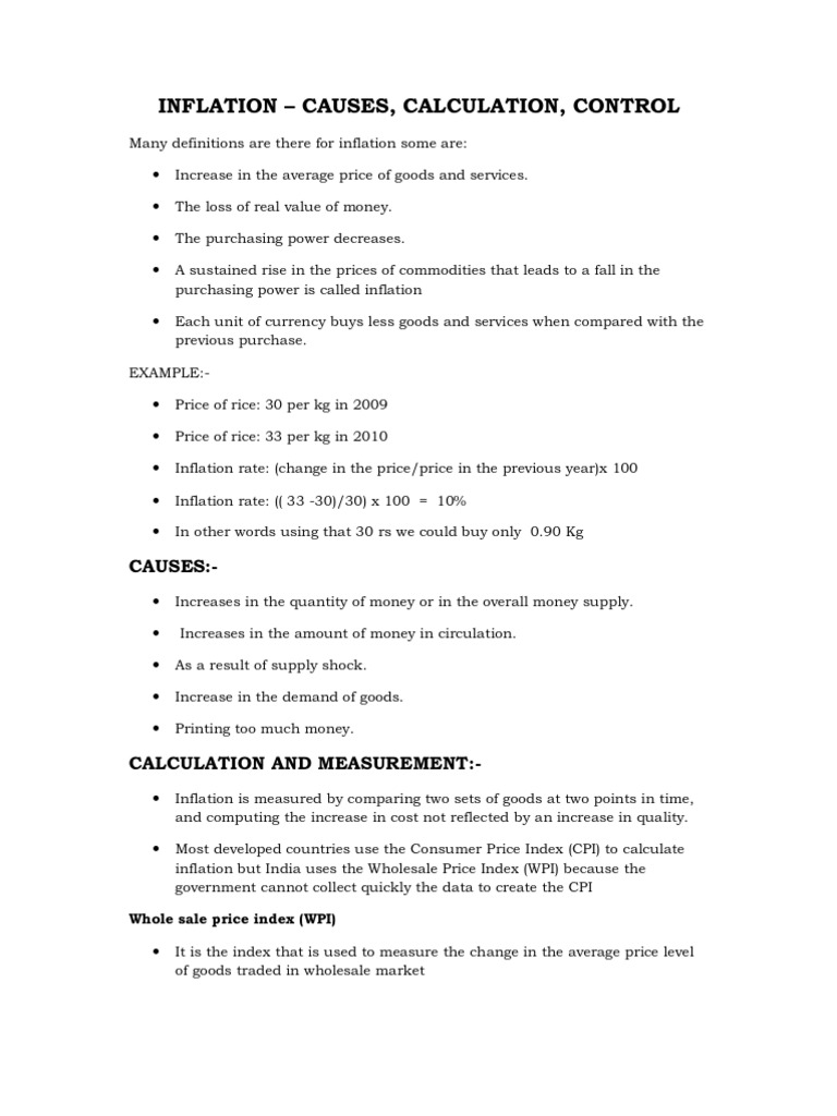 Inflation Cause Control | PDF