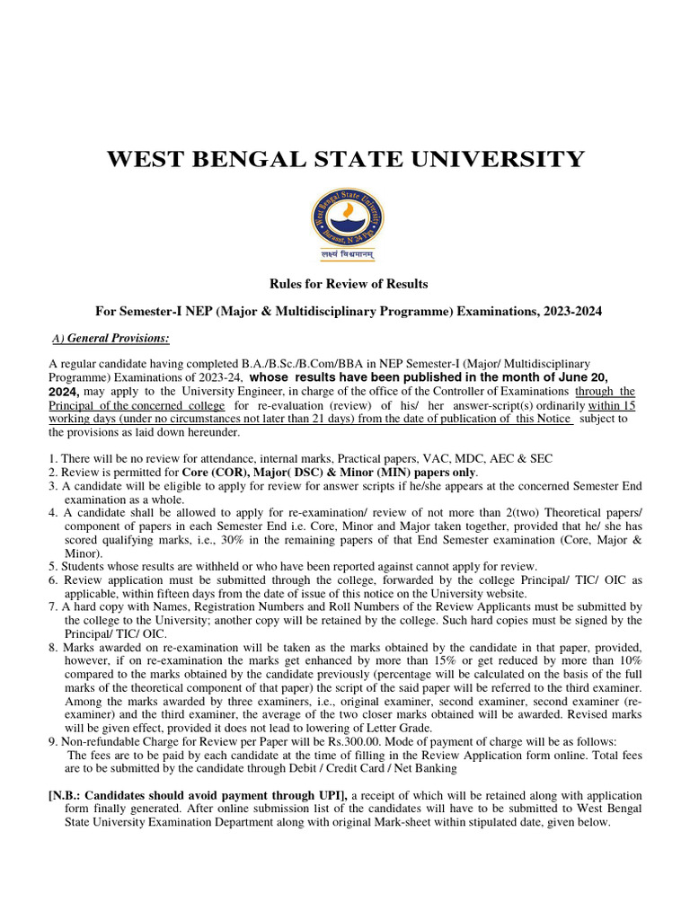 NEP Semester-I Review Guideline 2023-24 | PDF