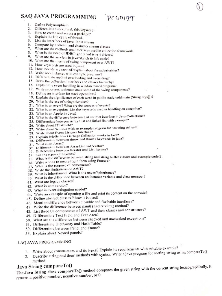 Java Imp Questions | PDF