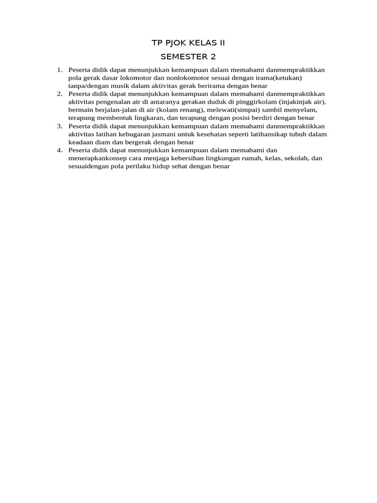 TP Pjok Kelas 2, Semester 2 | PDF