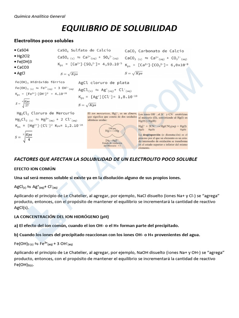 QAG Equilibrio de Solubilidad y Precipitacion Fraccionada | PDF