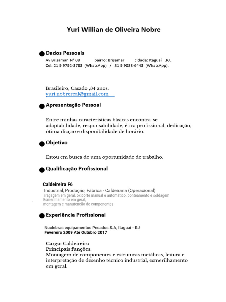 Currículo Yuri Nobre 001 PDF | PDF