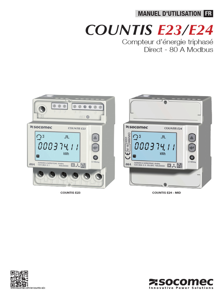 Countis E23 - E24 - Compteur D - Energie Triphase Direct - 80 A Modbus - Installation and ...