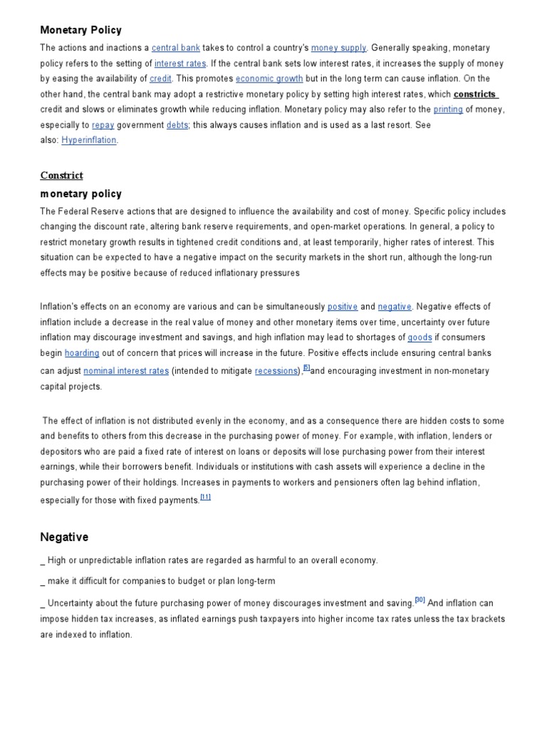 Monetary Policy | PDF | Inflation | Monetary Policy