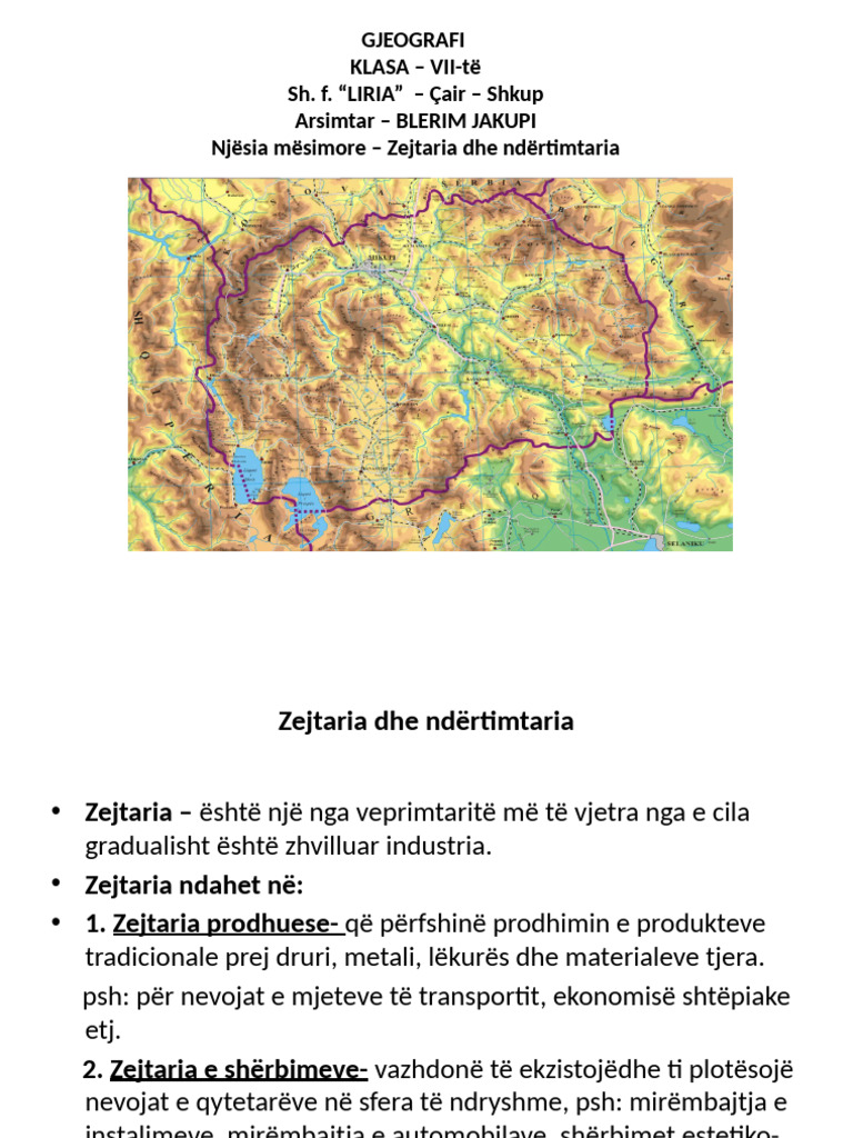 Gjeografi KL - VII Zejtaria Ndertimtaria | PDF