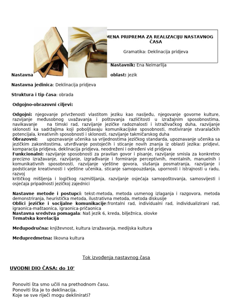 Deklinacija Pridjeva (Obrada) | PDF