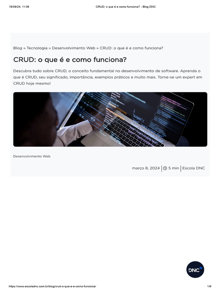 CRUD - o Que É e Como Funciona - Blog DNC | PDF