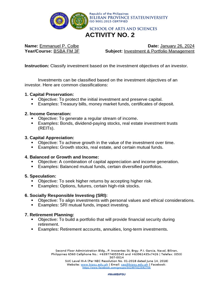Colbe - Invest & Port Activity 2 | PDF | Investing | Mutual Funds