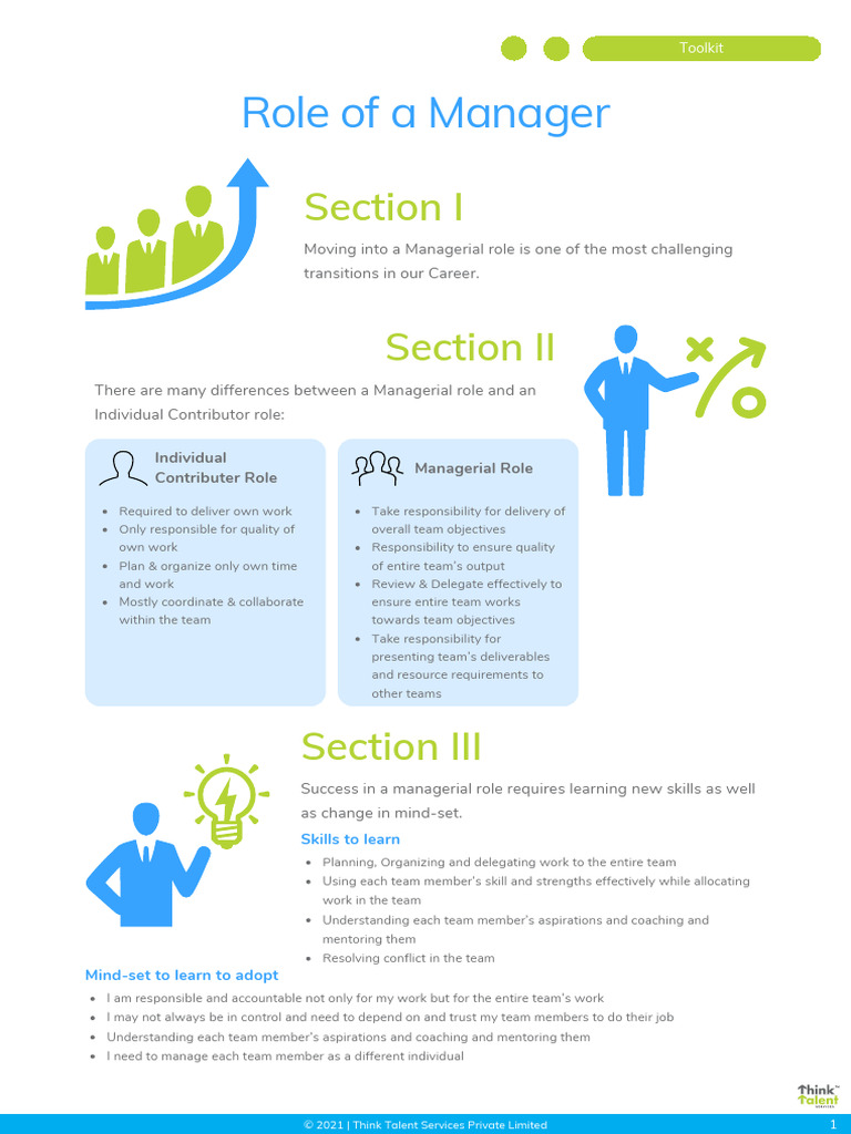 Course 1 - Role of A Manager - Tool Kit | PDF