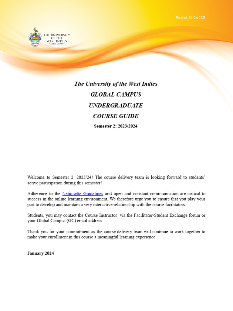 Undergraduate Programmes - 2023-24 Course Guide For Students (Semester ...