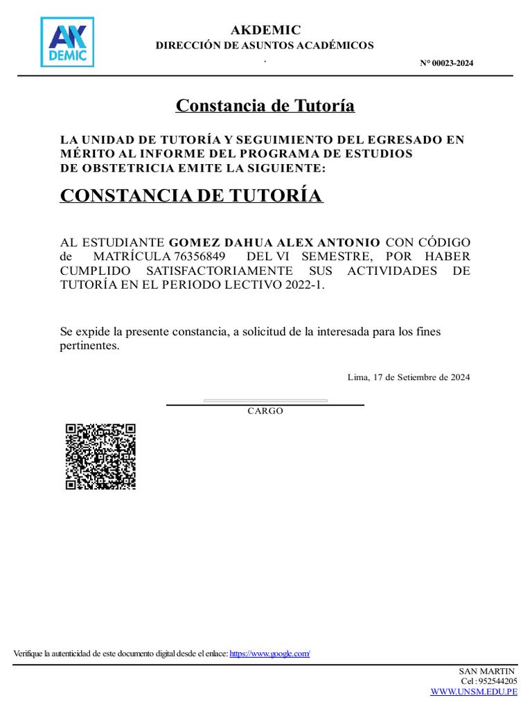 Constancia de Tutoría | PDF
