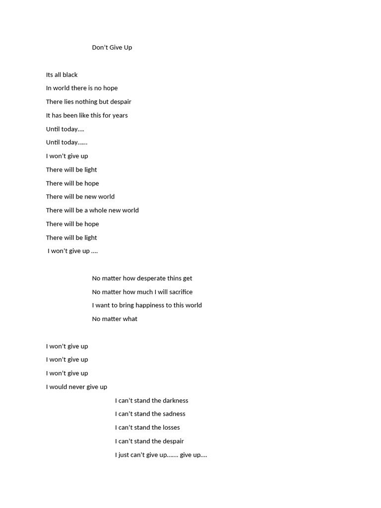 Dont Give Up | PDF