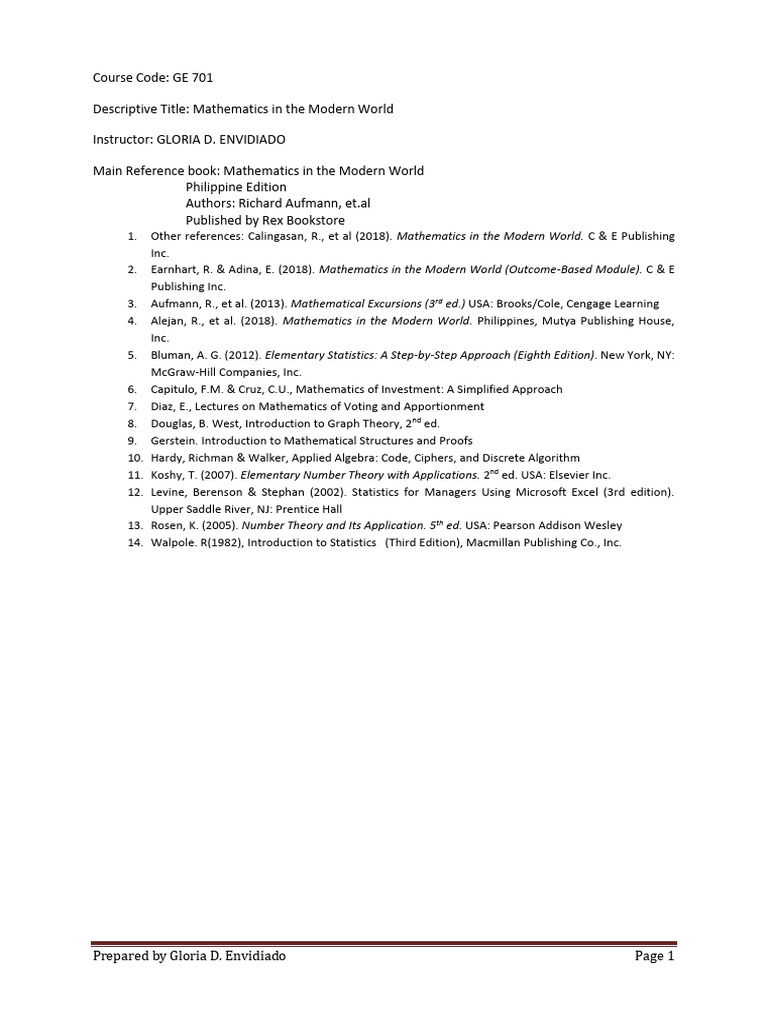 GE 701 Lecture Notes | PDF