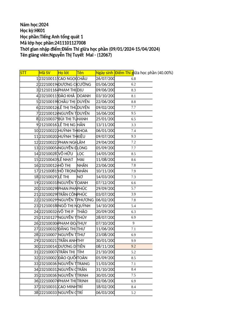 (Tiếng Anh Tổng Quát 1) - CHIEU 2 | PDF