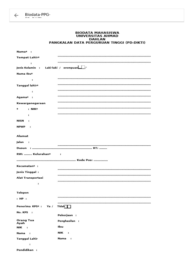 Biodata-PPG-PD_DIKTI (1) | PDF