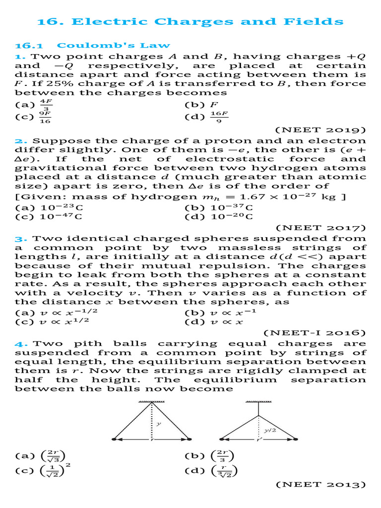 Electric charges and field | PDF