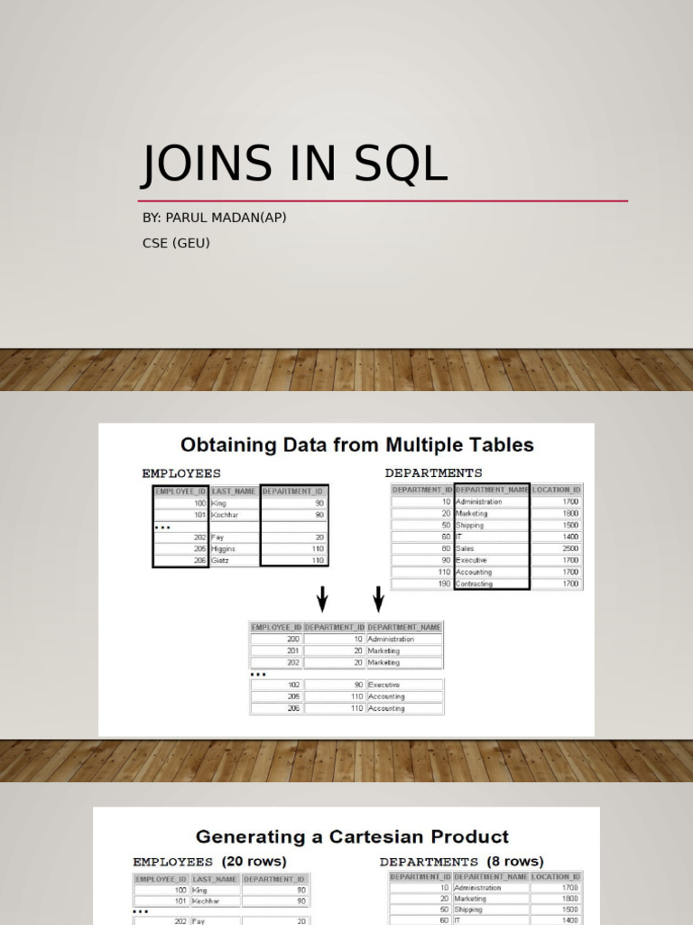 Joins in SQL | PDF