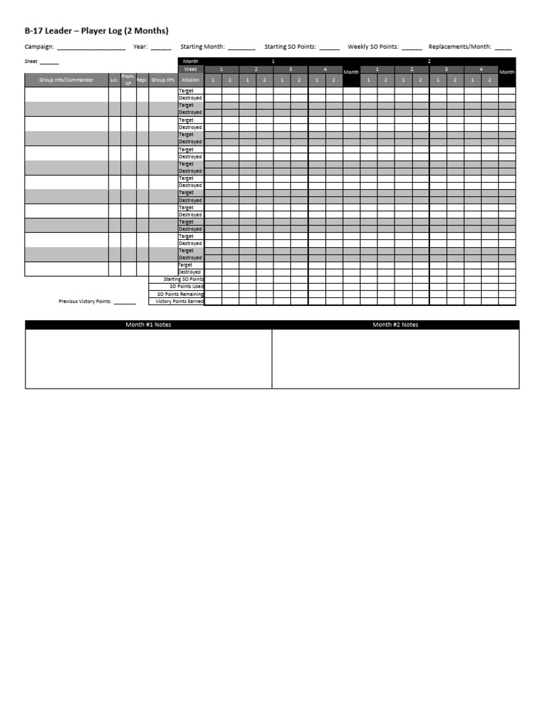 B-17 Leader Player Log v2 | PDF