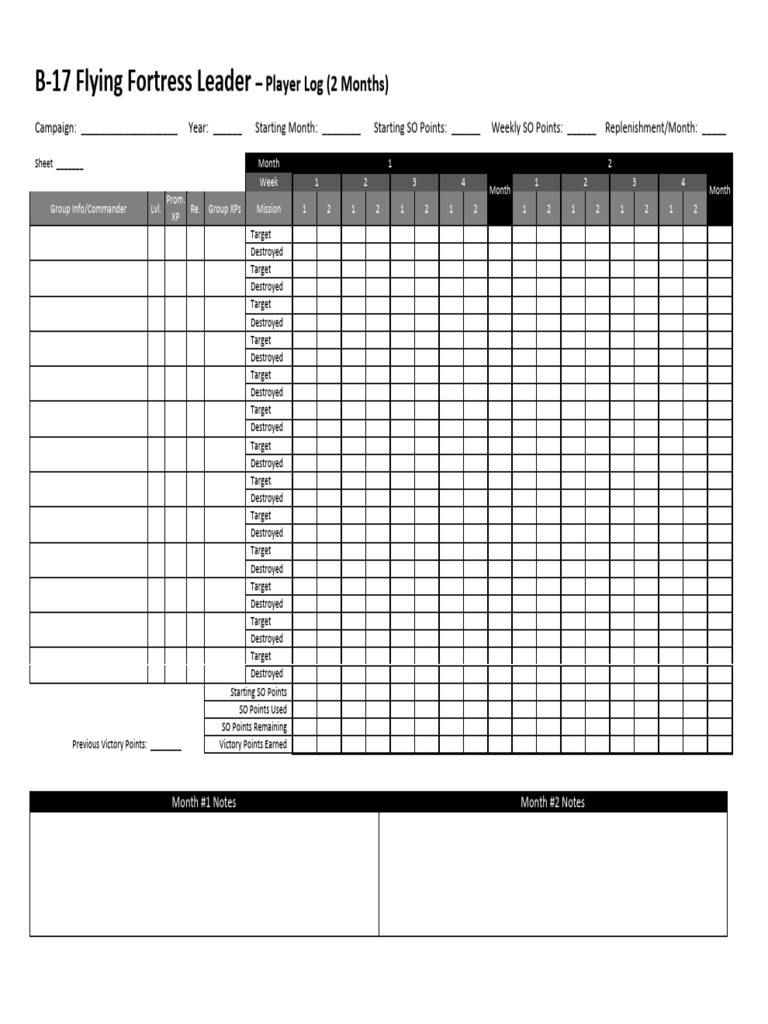 B-17 Leader Player Log | PDF