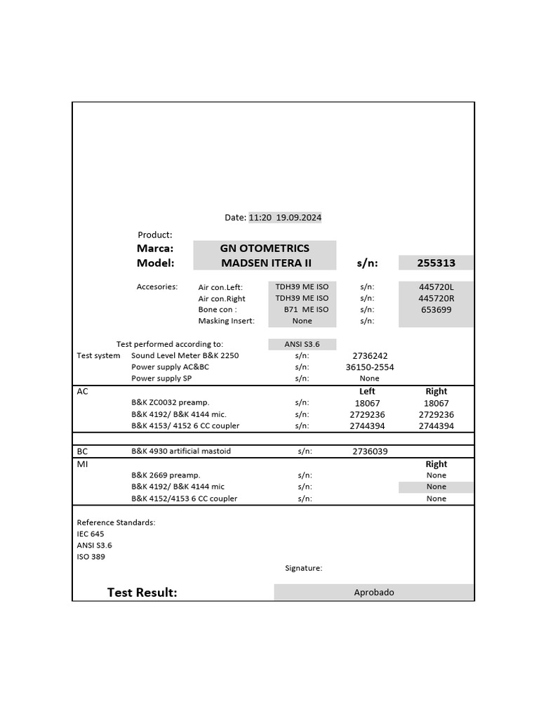 Certificado de Calibración ITERA II BUENAVENTURA SERIE 255313 2024 | PDF