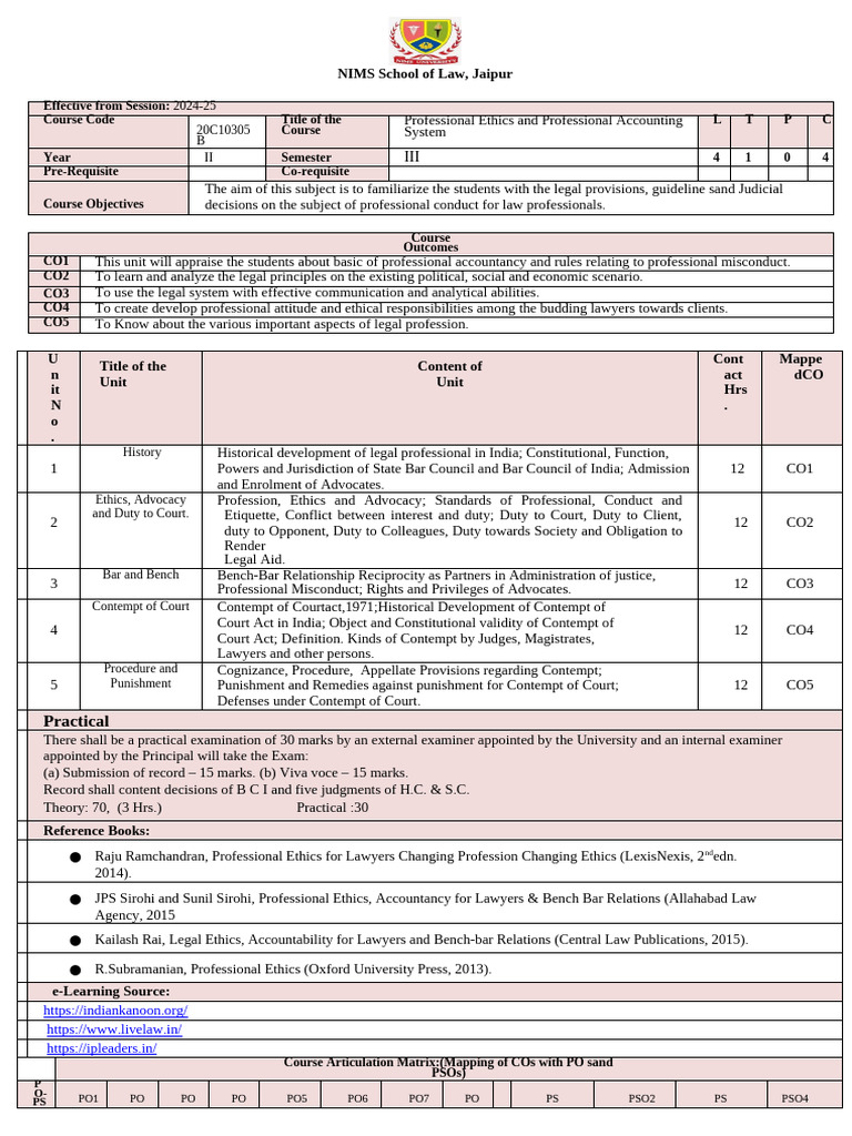 Ethics 3rd Syllabus | PDF