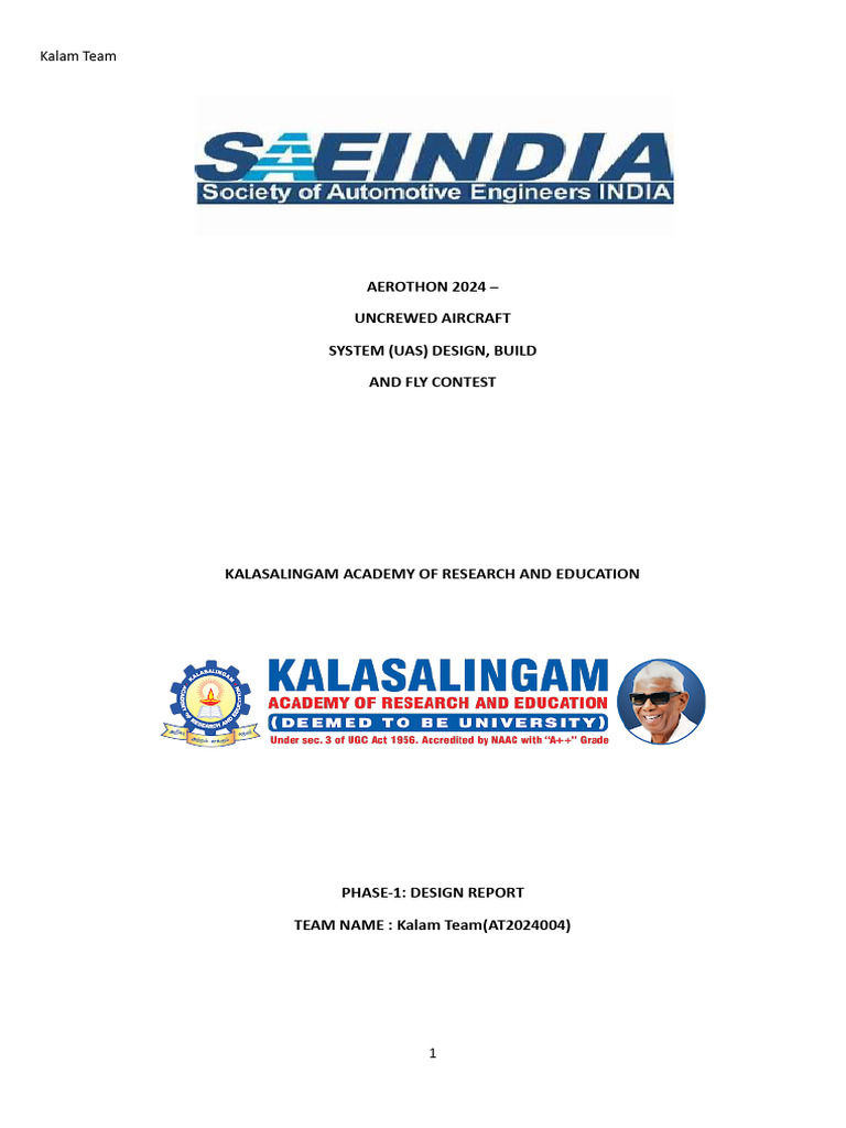 AEROTHON 2024 - Uncrewed Aircraft System (Uas) Design, Build and Fly ...