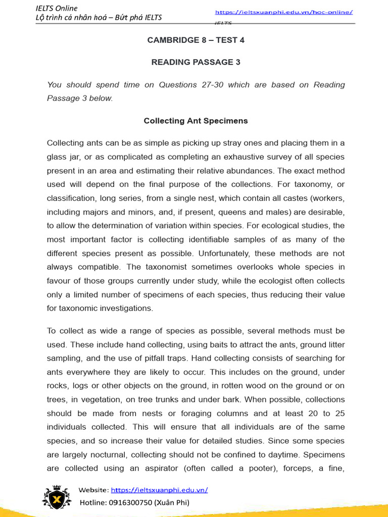 Unit 25. Cambridge 8 Test 4 Reading Passage 3 | PDF