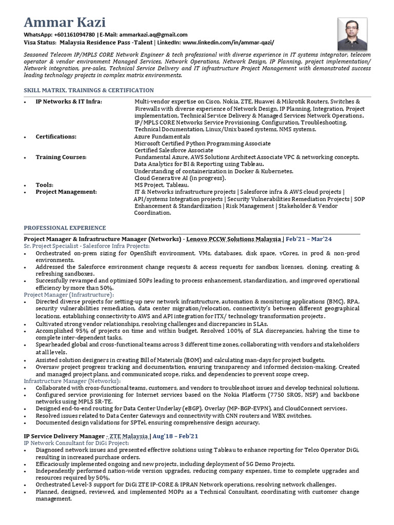 Ammar Kazi - Resume | PDF | Computer Network | Computers