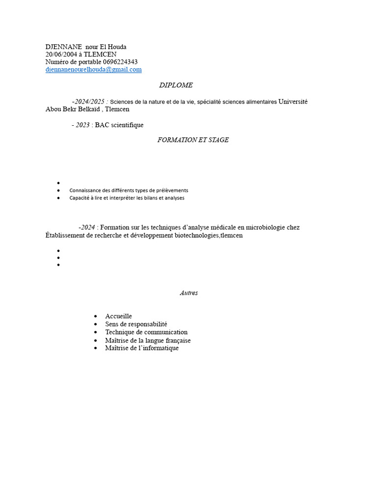CV Nour | PDF
