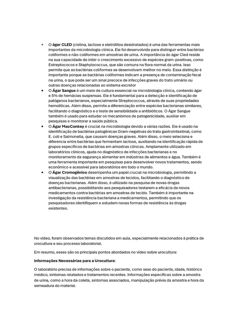 Quais Os Principais Meios Utilizados para Semeadura de Urina | PDF Quais Os Principais Meios Utilizados para Semeadura de Urina | PDF
