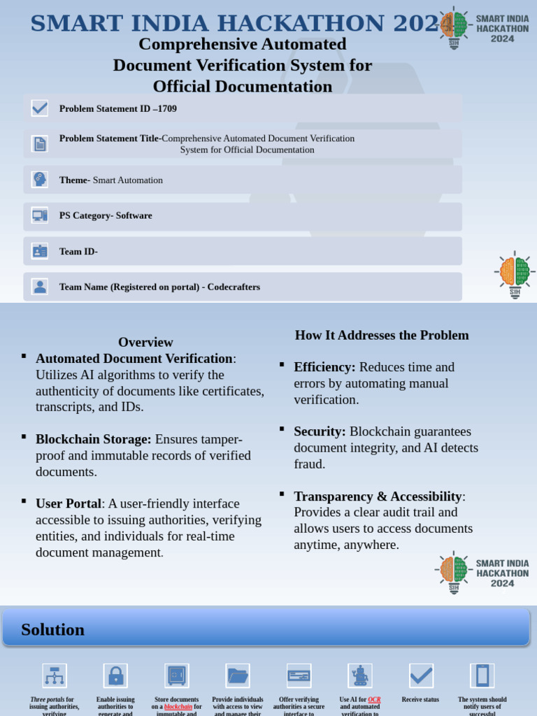 Smart India Hackathon 2024: Comprehensive Automated Document Verification System For Official ...