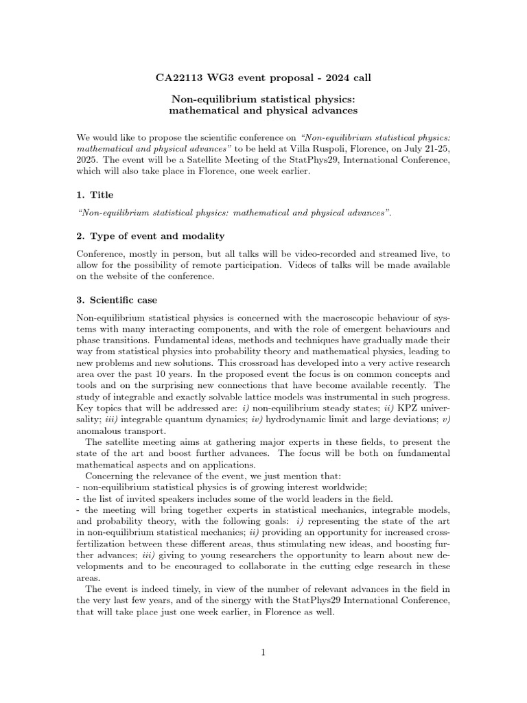 D Non Equilibrium Statistical Physics | PDF