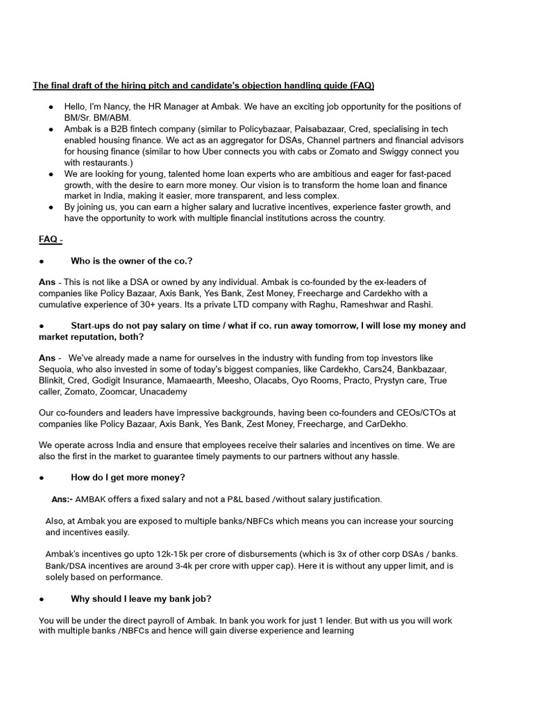 BM Hiring Pitch Final June 2024 | PDF | Financial Services | Business