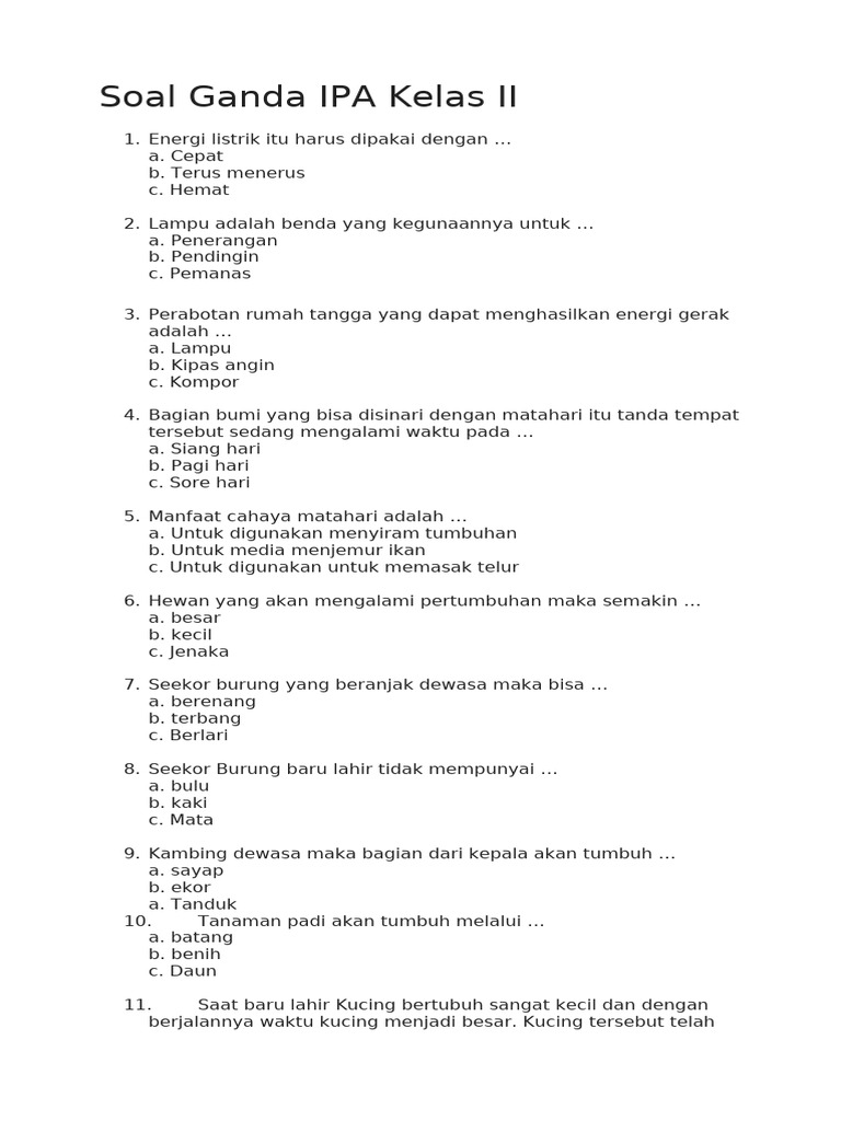 Soal Ganda IPA Kelas II | PDF
