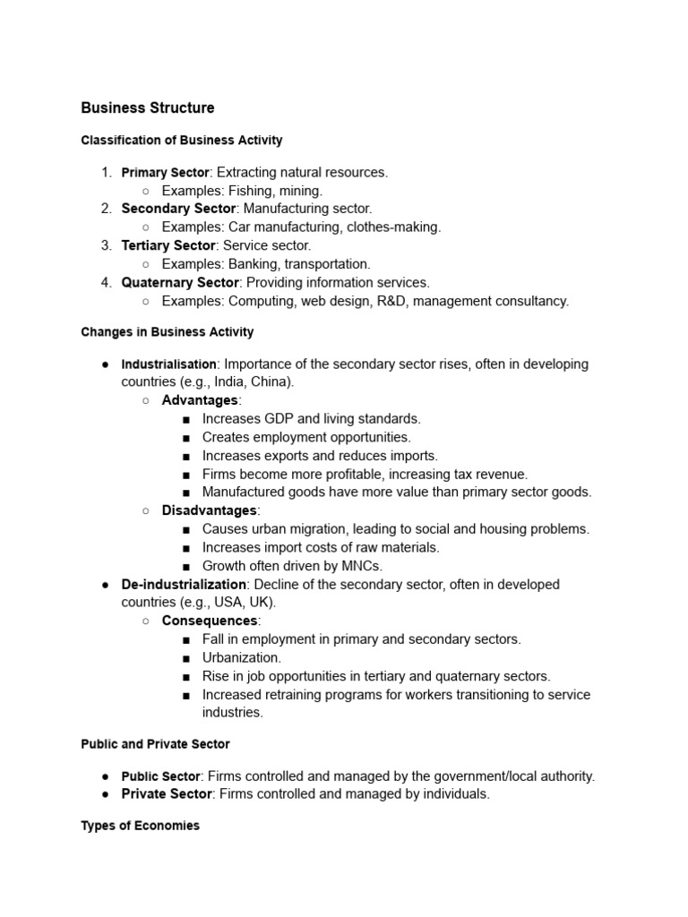 Notes Business structure | PDF