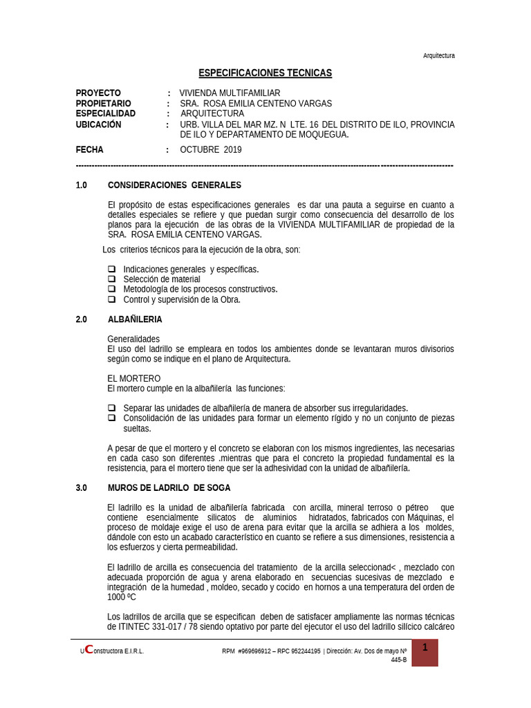 02.-ESPECIFICACIONES TECNICAS.ARQUITECTURA | PDF