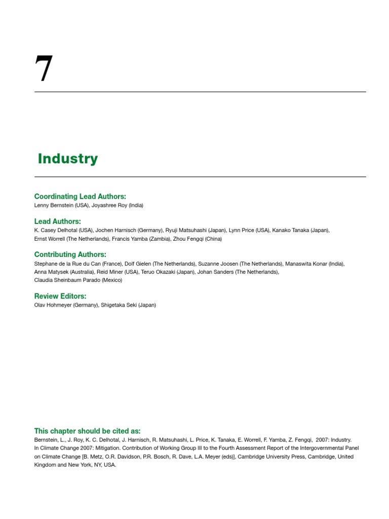 Industry: Coordinating Lead Authors: Lead Authors | PDF | Climate ...