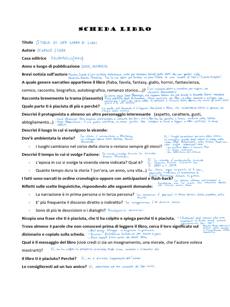 Scheda Libro 1 | PDF