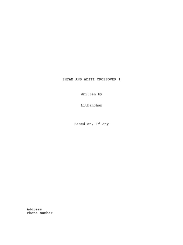 Shyam and Aditi Crossover 1 | PDF