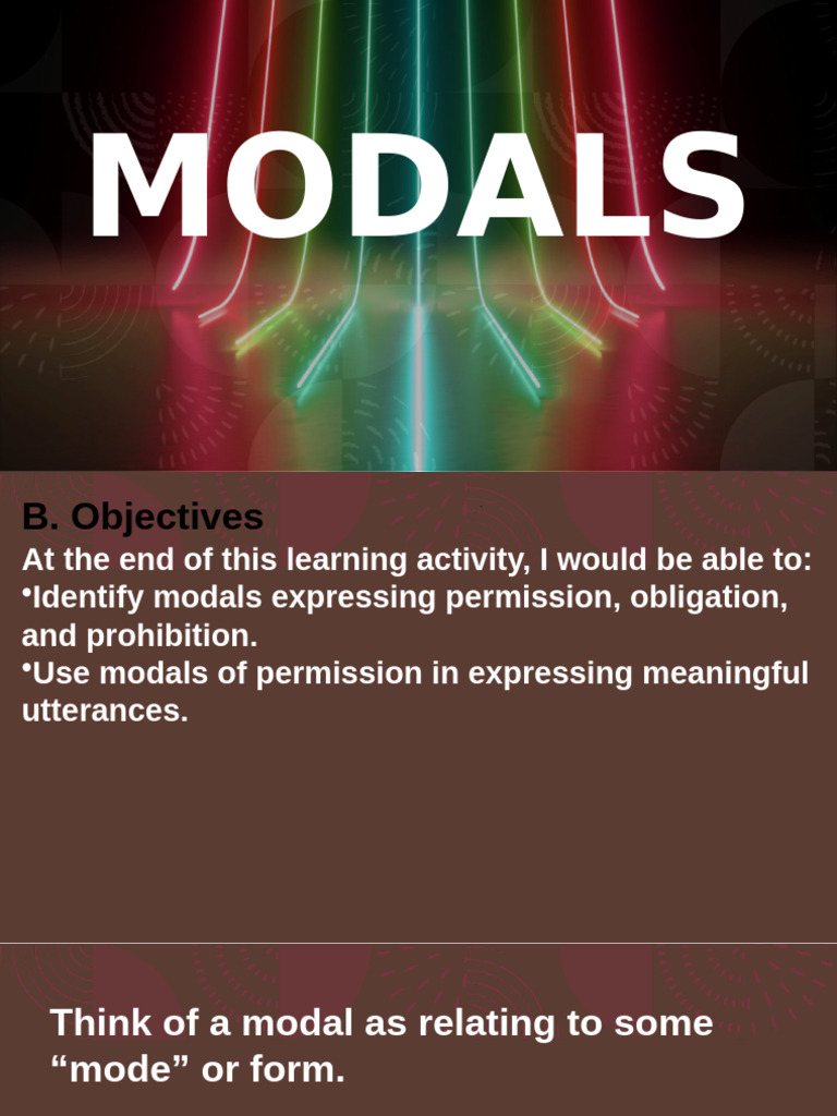 MODALS Permission Obligation Prohibition | PDF