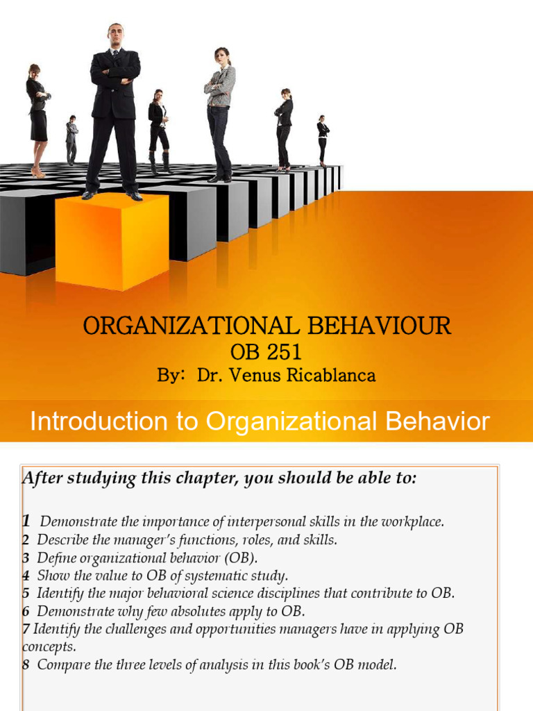 Ob 251 Lecture 1 Intro - To Organizational Behavior | PDF
