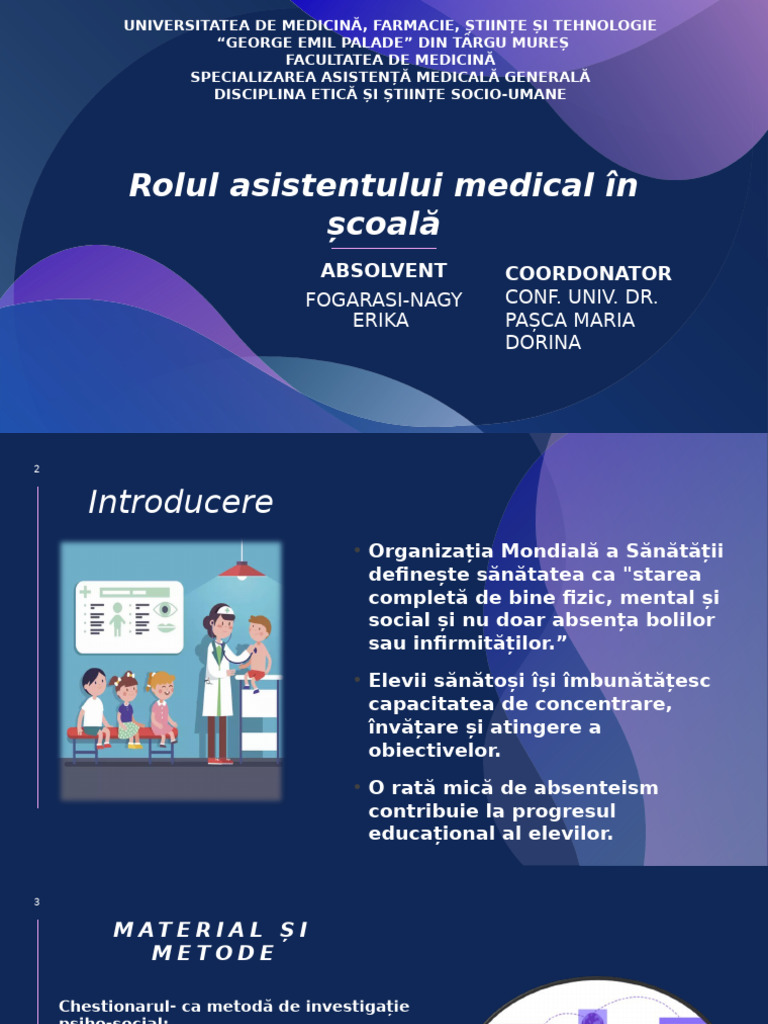 Rolul Asistentului Medical În Școală: Absolvent Coordonator | PDF