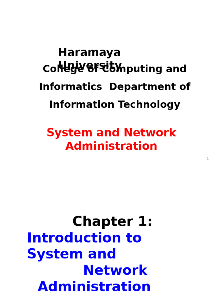 Chapter - 1 Introduction System Admin | PDF