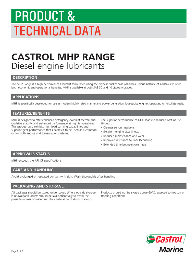 Castrol MHP Range | PDF