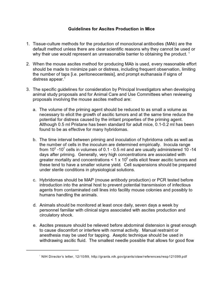 Ascites Production | PDF | Monoclonal Antibody | Diseases And Disorders