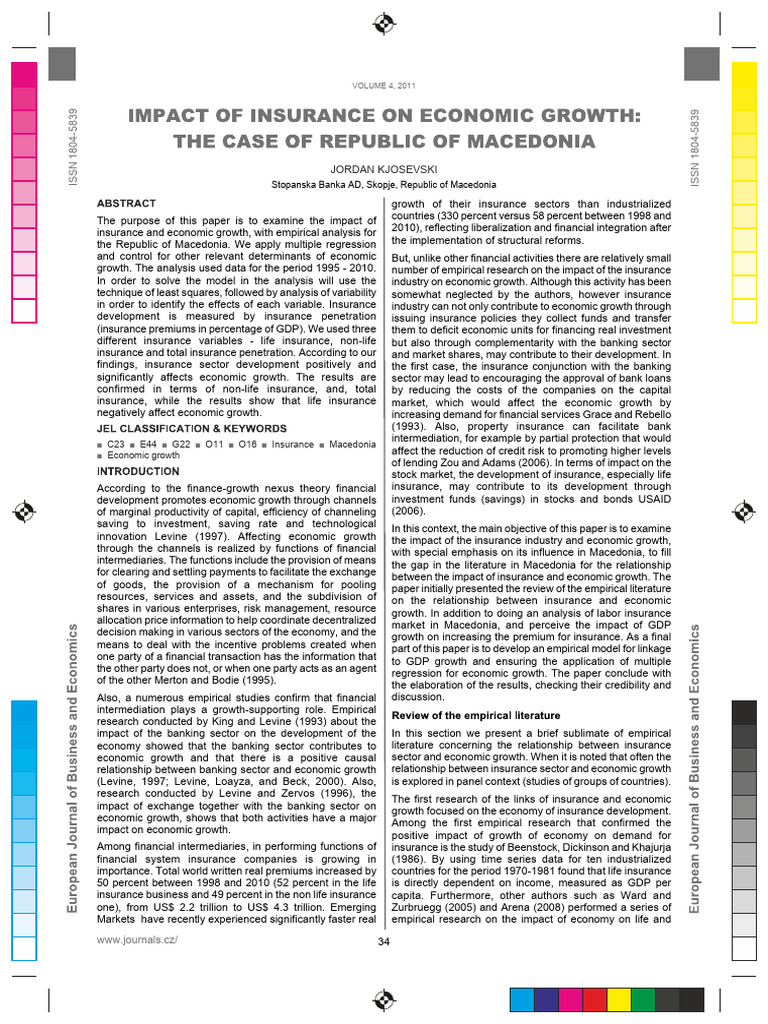 Impact of Insurance On Economic Growth The Case of | PDF | Economic ...