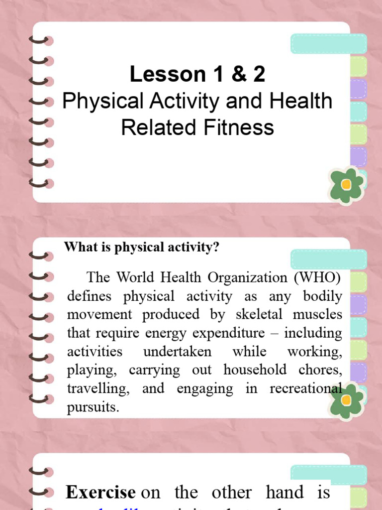 Lesson 1 2 Physical Activity and Health Related Fitness | PDF ...