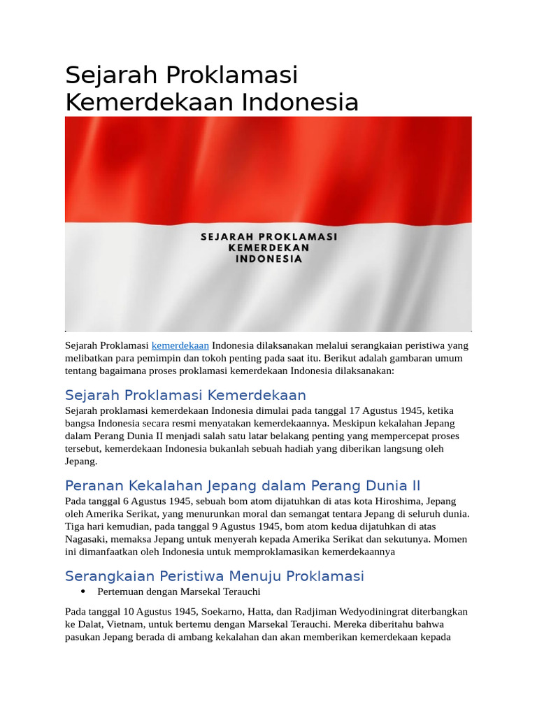 Materi Kelas XI Sejarah Proklamasi Kemerdekaan Indonesia | PDF