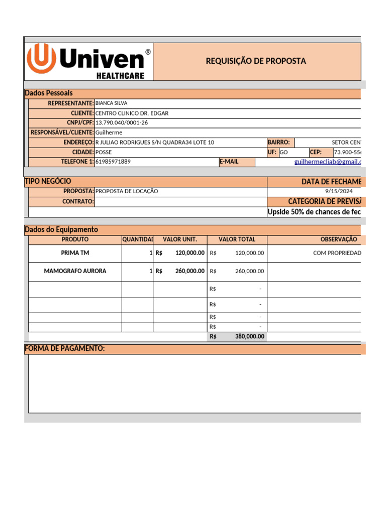 Formulário Proposta DR Edgar Com Propriedade | PDF