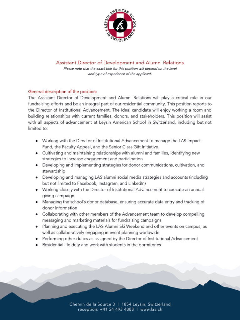 Assistant Director of Development | PDF